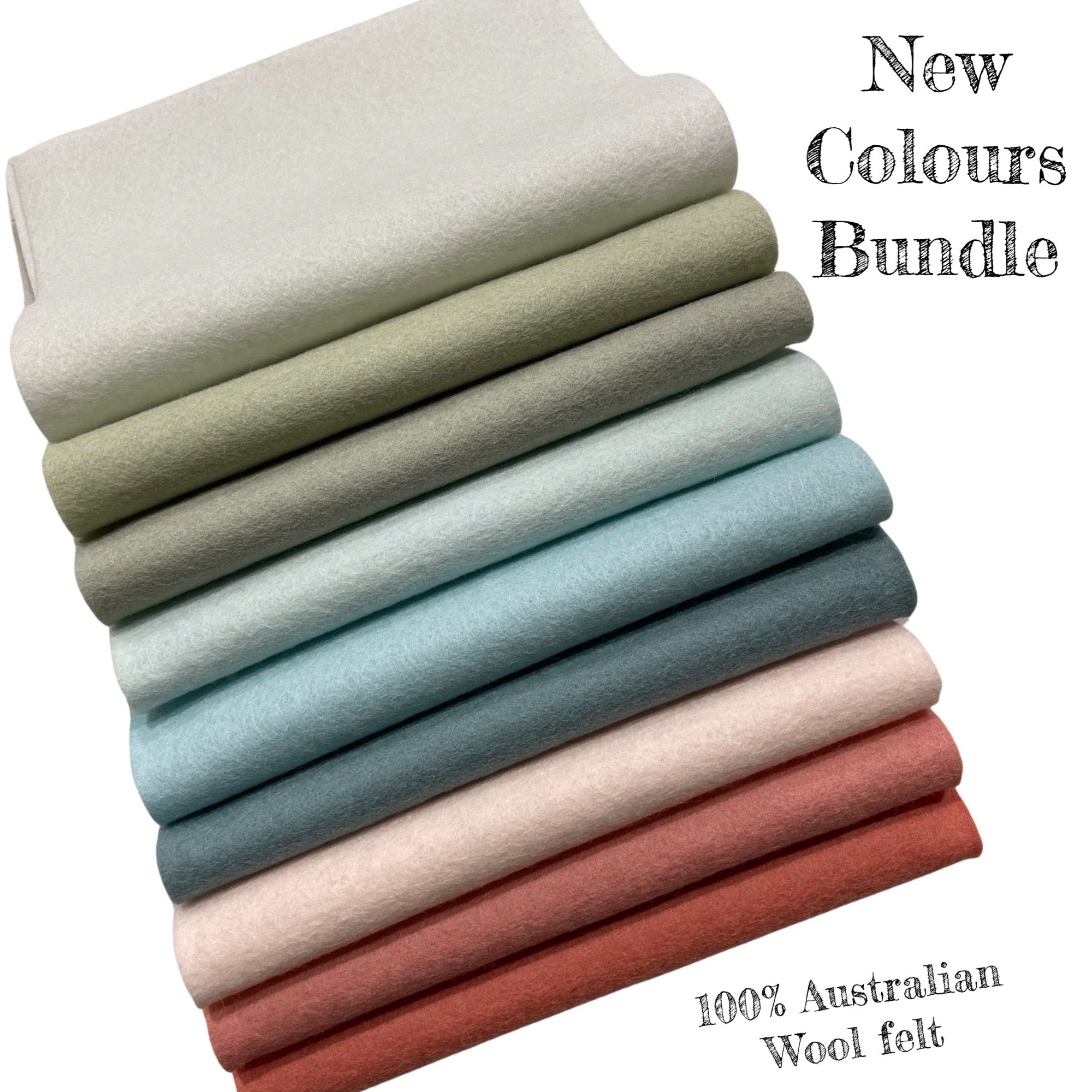 Pure Wool Felt 9 Sheet Bundle - New Release Colours - Australian Wool ...