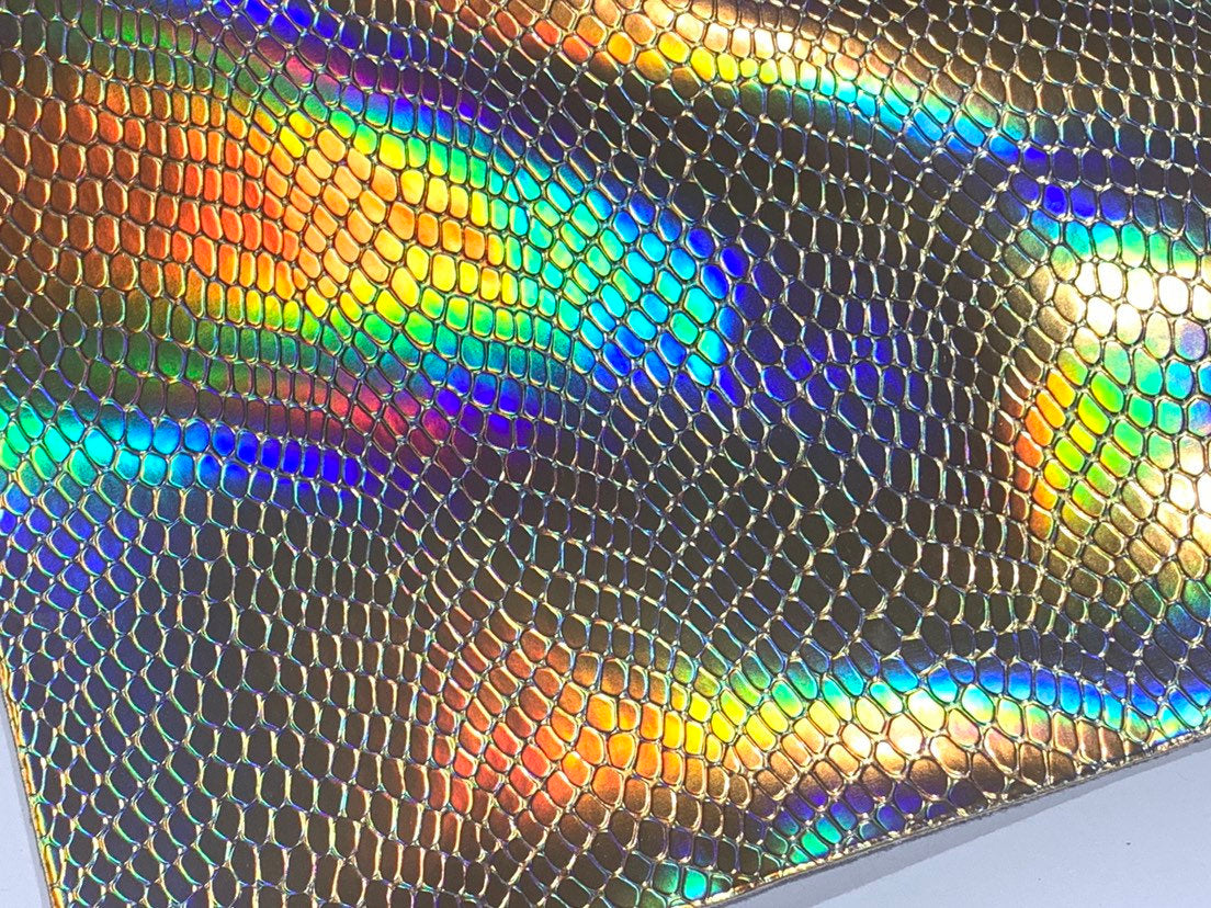 Gold Holographic Serpent Colour Changing Faux Snake Skin A4 Sheet 0.7m ...