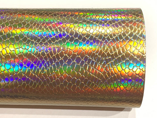 Gold Holographic Serpent Colour Changing Faux Snake Skin A4 Sheet 0.7m ...